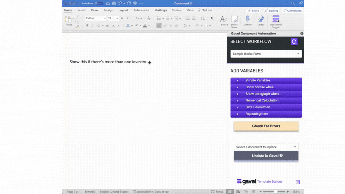 Gavel Help Guide - No-Code Word Add-In